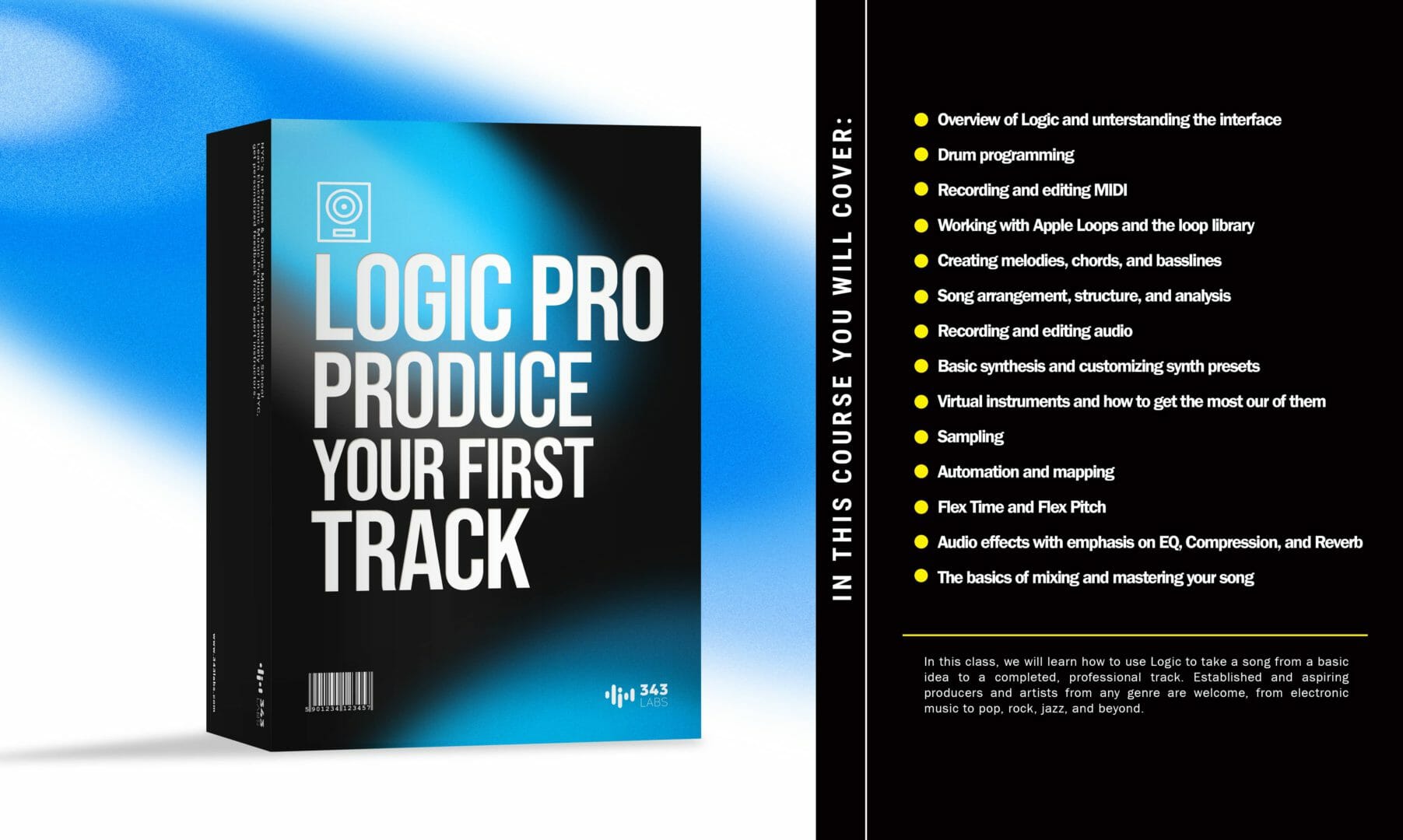 Logic Pro: Produce Your First Track course in NYC at 343 Labs