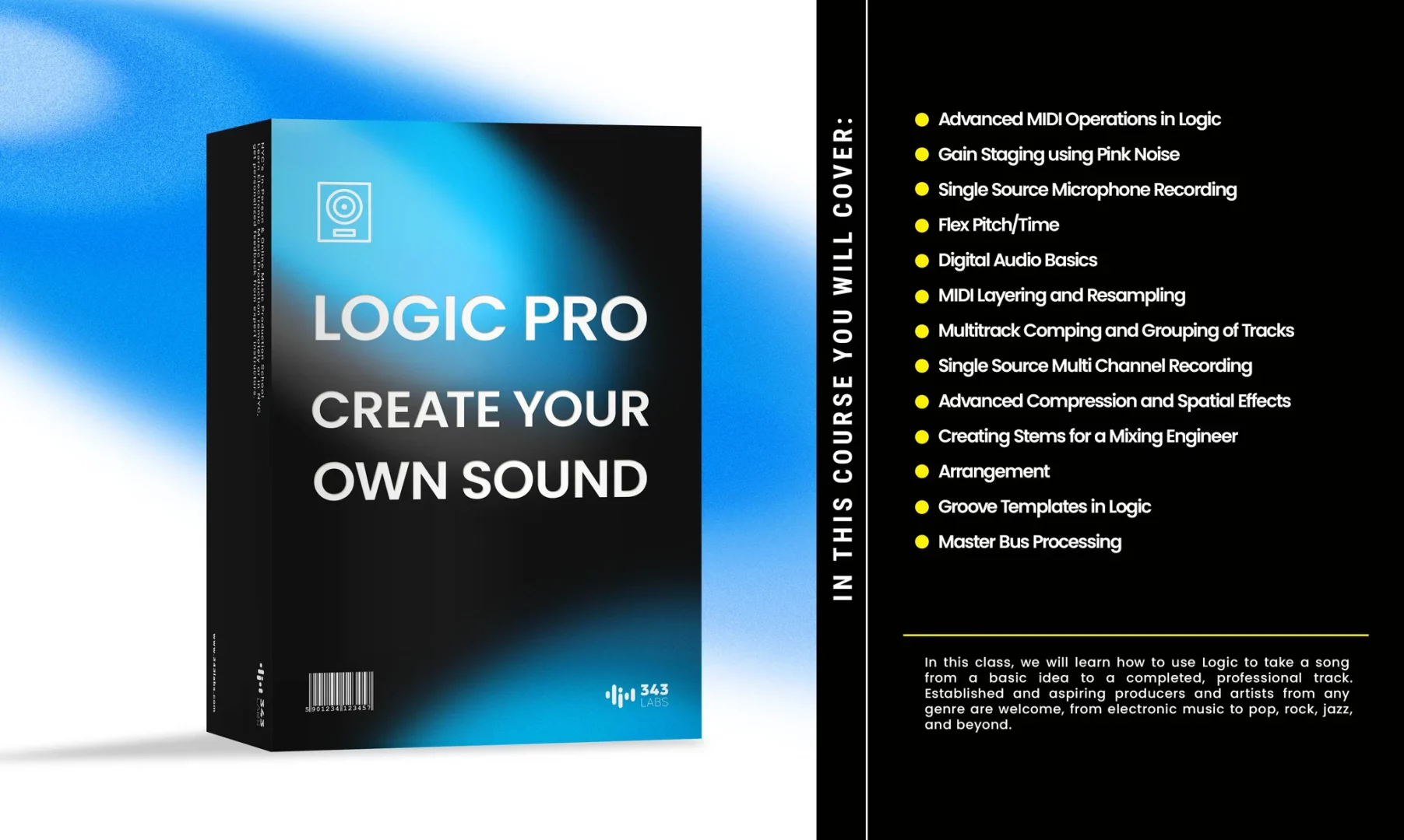 Logic Pro: Create Your Own Sound course in NYC at 343 Labs